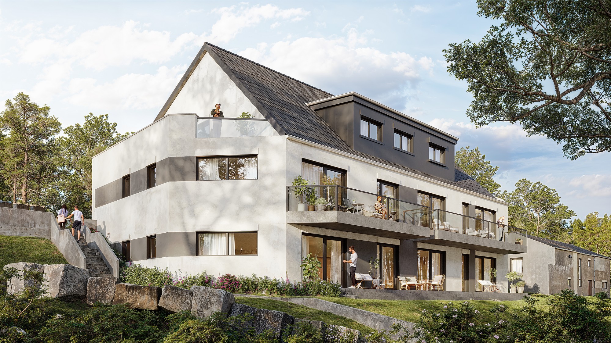 Modern Residential Building on a Hillside